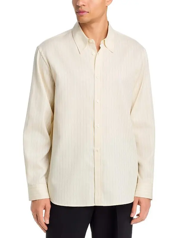 Studio Nicholson Cotton & Silk Classic Shirt - Blue Pinstripe