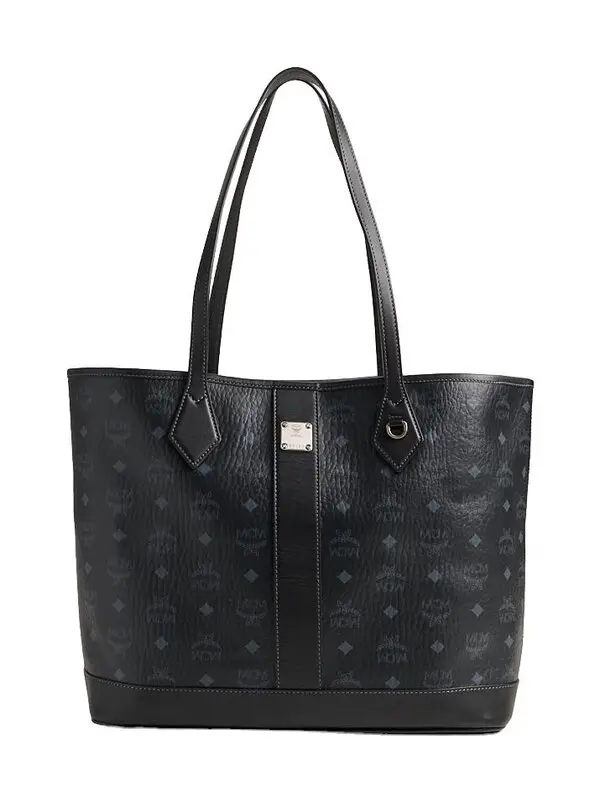 Mcm Liz Medium Visetos Leather Shopper Tote - Black