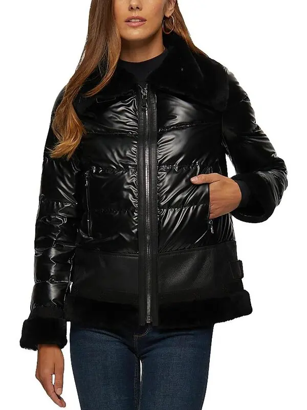 Gorski Quilted Jacket With Merino Shearling Lamb Trim - Black