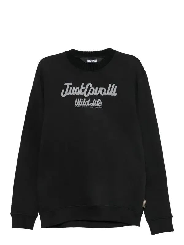 Just Cavalli Logo Embroidered Sweater - Black