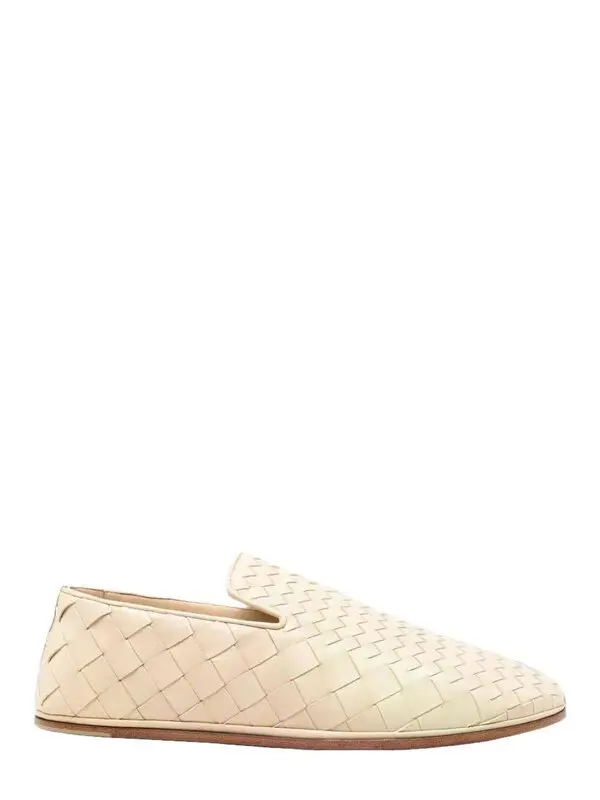 Bottega Veneta Beige Leather Intrecciato Weave Slip-on Slippers - Neutrals