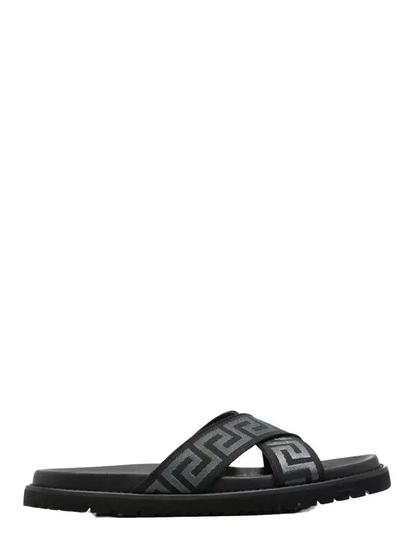 Versace Greca Crossover Sandals - Black