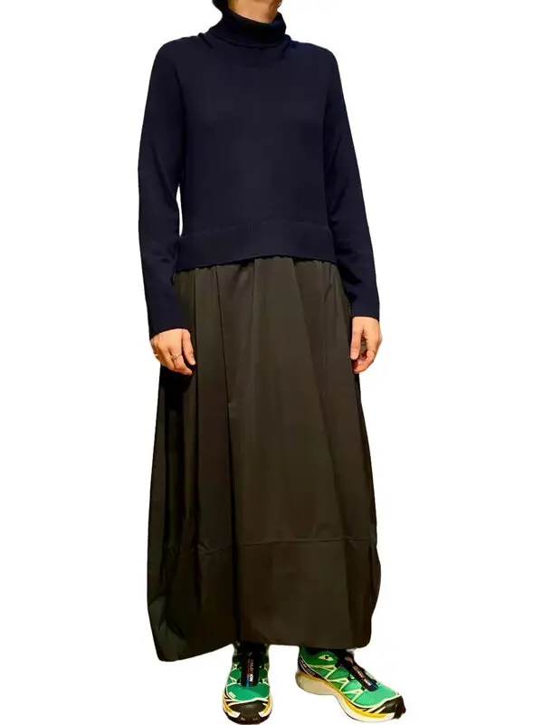 GRAN SASSO High-neck Mixed-media Midi Dress - Blue