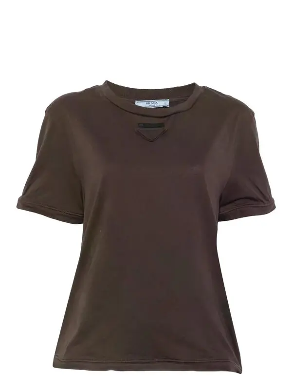 Prada Logo Patch T-shirt - Brown