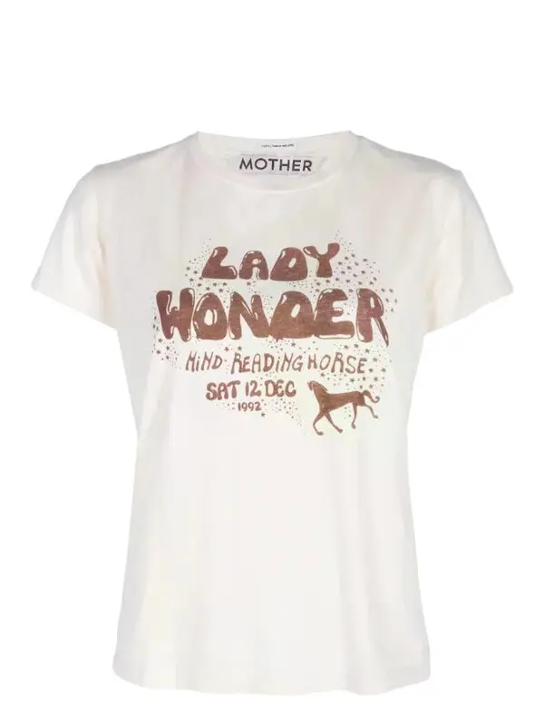 MOTHER The Boxy Goodie Goodie T-shirt Off-white Graphic Print - Neutrals