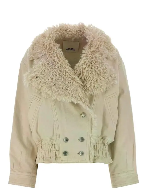 Isabel Marant Étoile Valineo Shearling-collar Denim Jacket - Neutrals