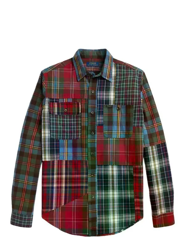 Polo Ralph Lauren Classic Fit Patchwork Plaid Oxford Shirt - Blue
