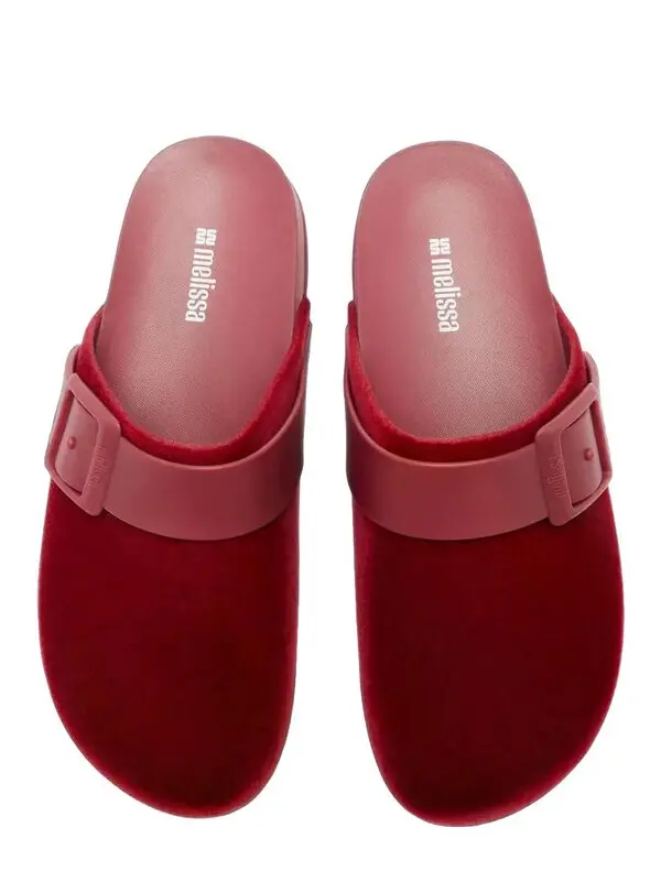 Melissa Cozy Velvet-effect Mules - Red