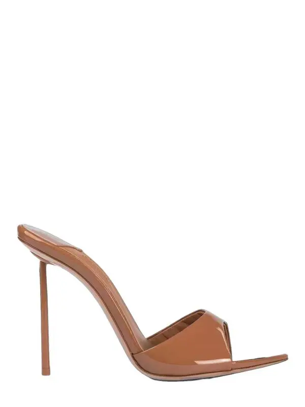 LE SILLA Bella Patent Leather Pointed Toe Stiletto Sandals - Brown