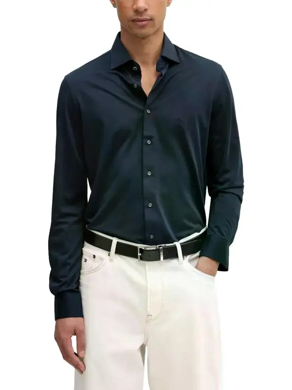 Michael Kors Logo-embroidered Long-sleeve Shirt - Blue