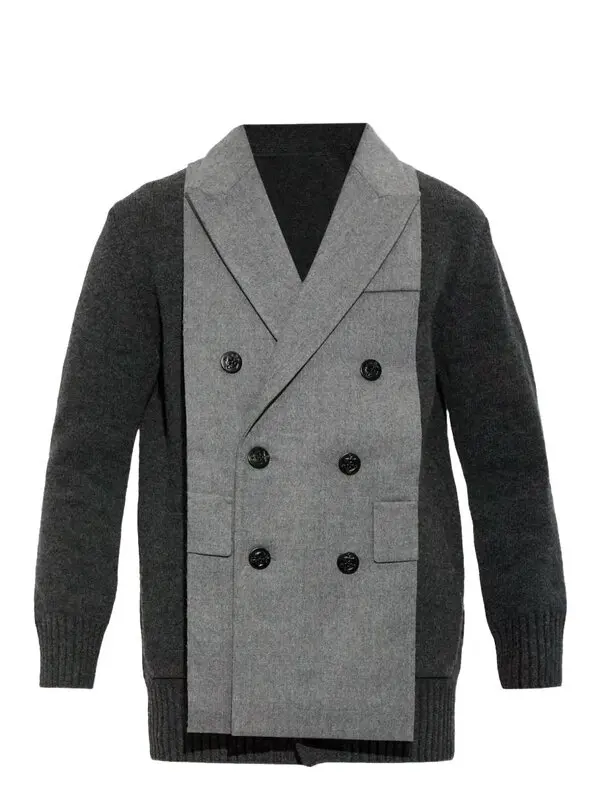Sacai Double-breasted Panel Cardigan - Grey
