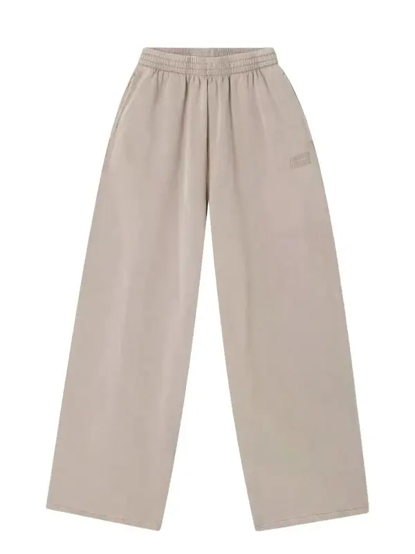 American Vintage Loose-fit Cotton Track Pants With Logo Detail - Neutrals