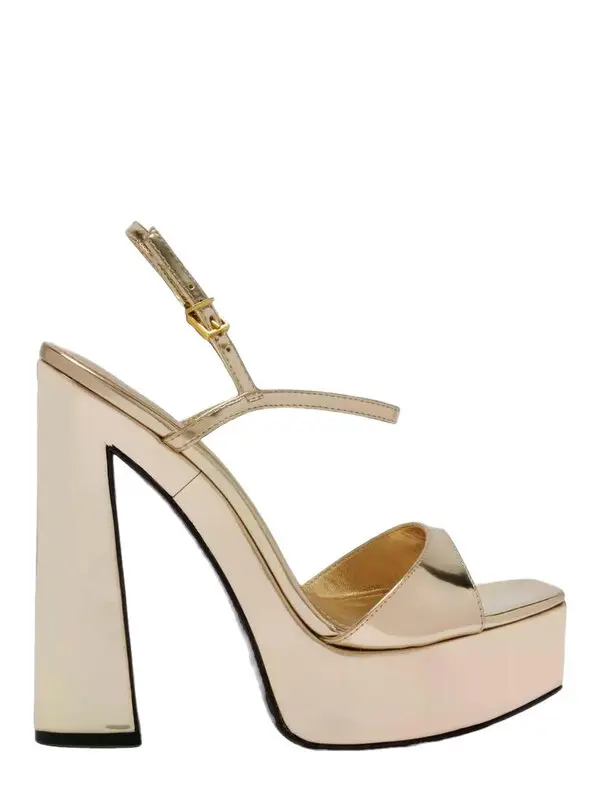 Schutz Metallic Platform Sandals - Gold