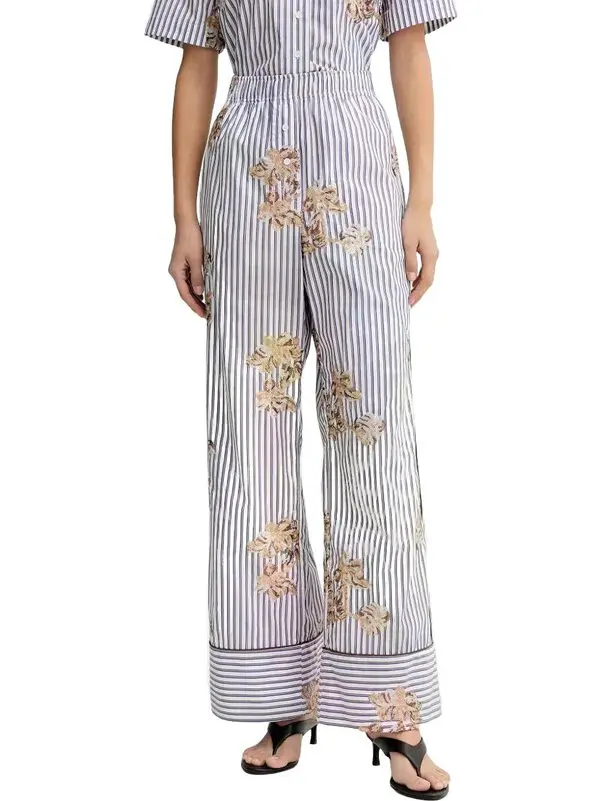 Munthe Nikita Sequin-embellished Striped Palazzo Pants - White