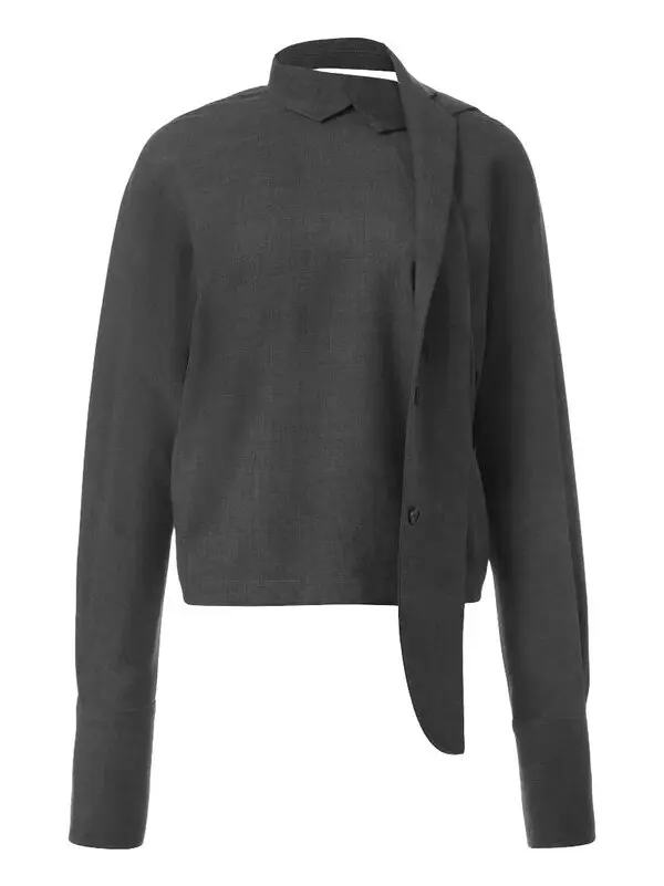 Monse Scarf-collar Long-sleeve Blouse - Grey