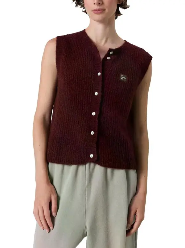 American Vintage Sleeveless Button-up Cardigan - Red