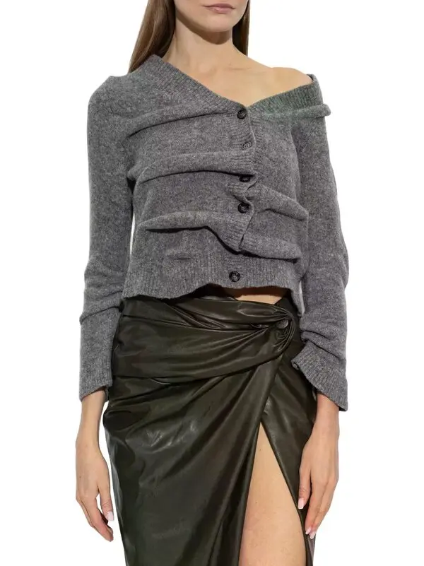 DIESEL® Cropped Wrinkled Boiled Knit Cardigan - Grey