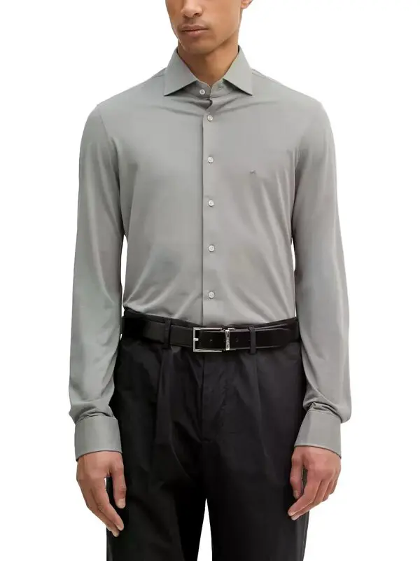 Michael Kors Logo-embroidered Long-sleeve Shirt - Grey