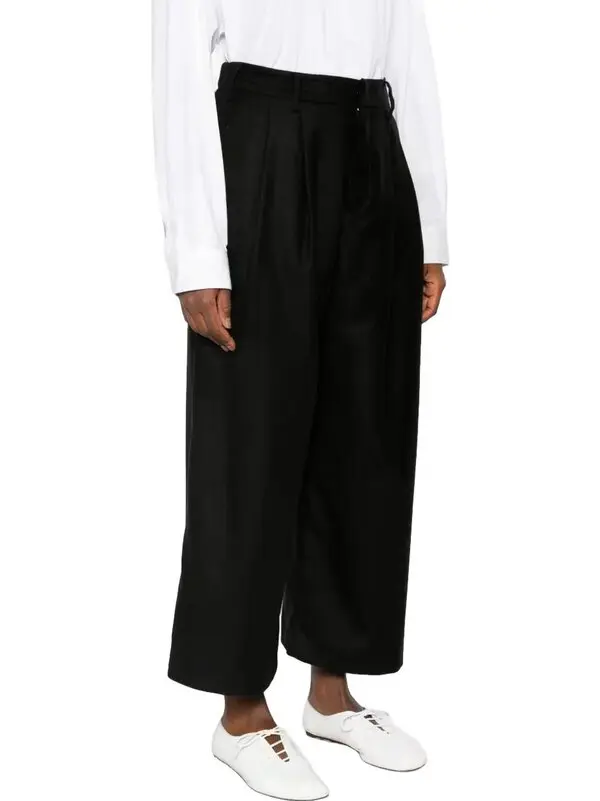 SUSANNE BOMMER Pleated Wide-leg Tailored Trousers - Black