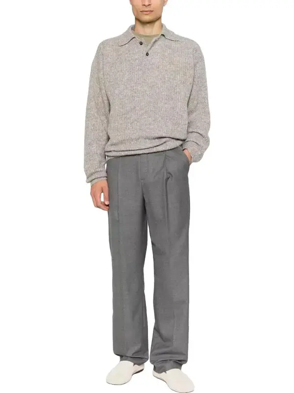 AMARANTO Ribbed-knit Button-up Sweater - Grey