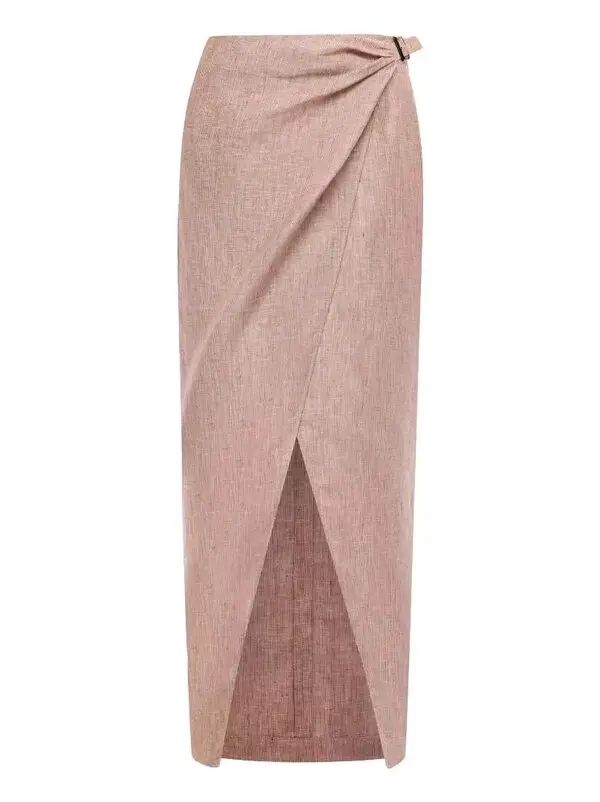 12 STOREEZ Buckle-fastening Wrap Maxi Skirt - Pink