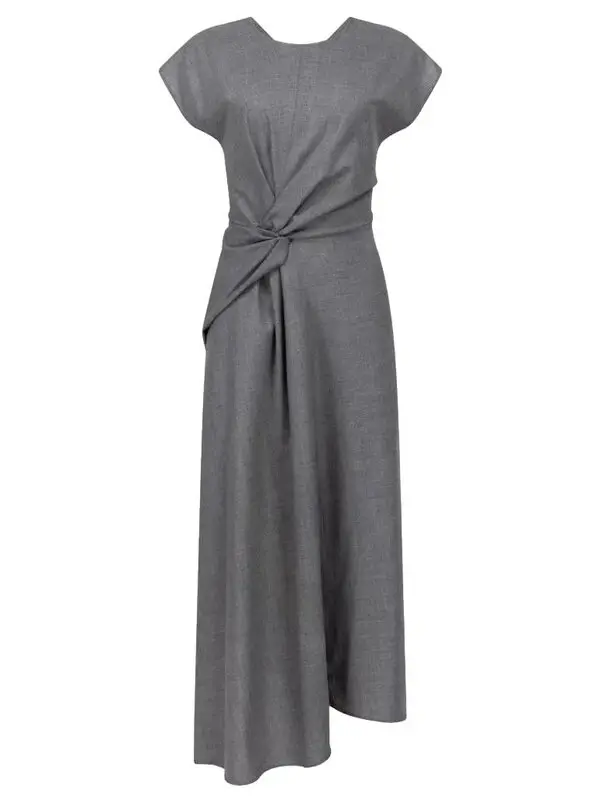 Victoria Beckham Aria Twisted Midi Dress - Grey