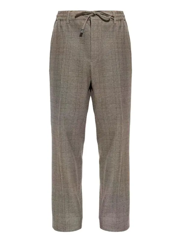 Etro Check Pattern Drawstring Trousers - Brown