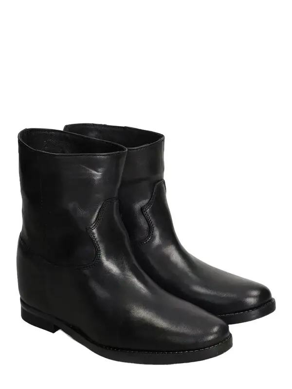 JULIE DEE Leather Ankle Boots - Black