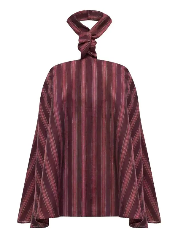 12 STOREEZ Sorbet Striped Halterneck Top - Red