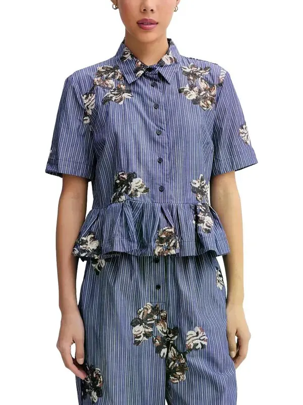 Munthe Nuriana Sequin-embellished Peplum Shirt - Blue