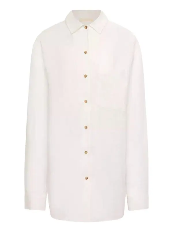 12 STOREEZ Crema Linen Shirt - White