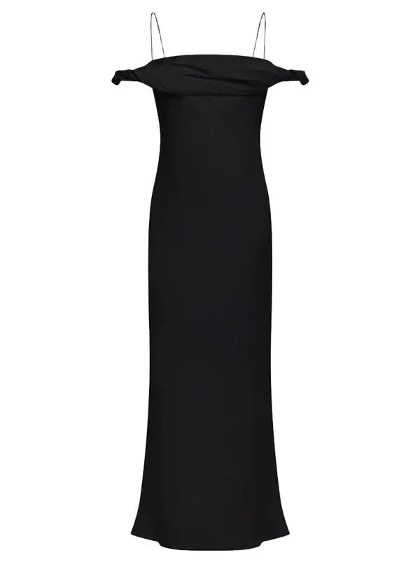 12 STOREEZ Toscana Draped Neck Dress - Black
