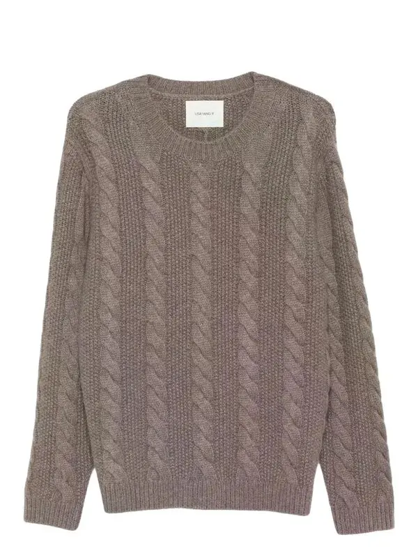 LISA YANG Cable Knit Crew Neck Sweater - Brown