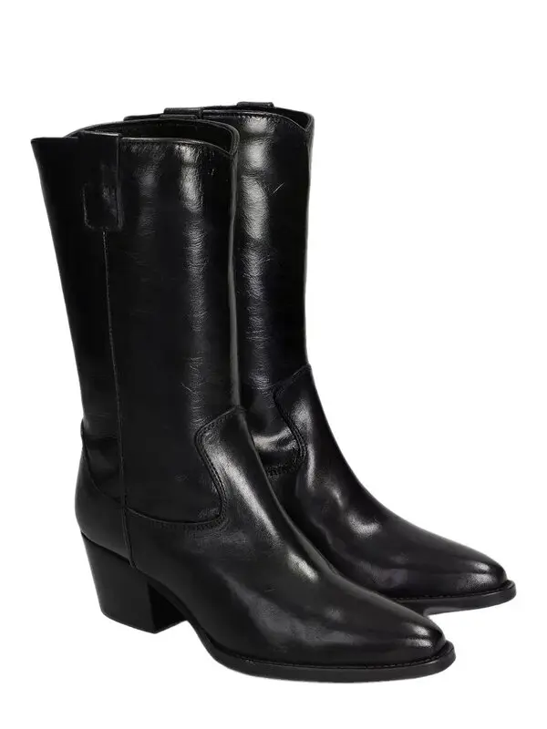 JULIE DEE Block-heel Texan Boots - Black