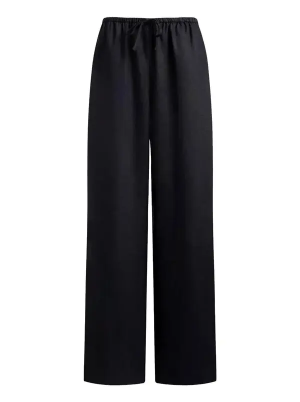 12 STOREEZ Drawstring Linen Trousers - Black