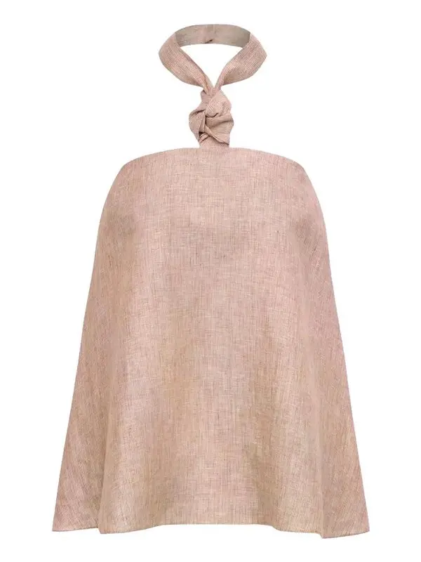 12 STOREEZ Gelato Knot-detail Halterneck Top - Pink