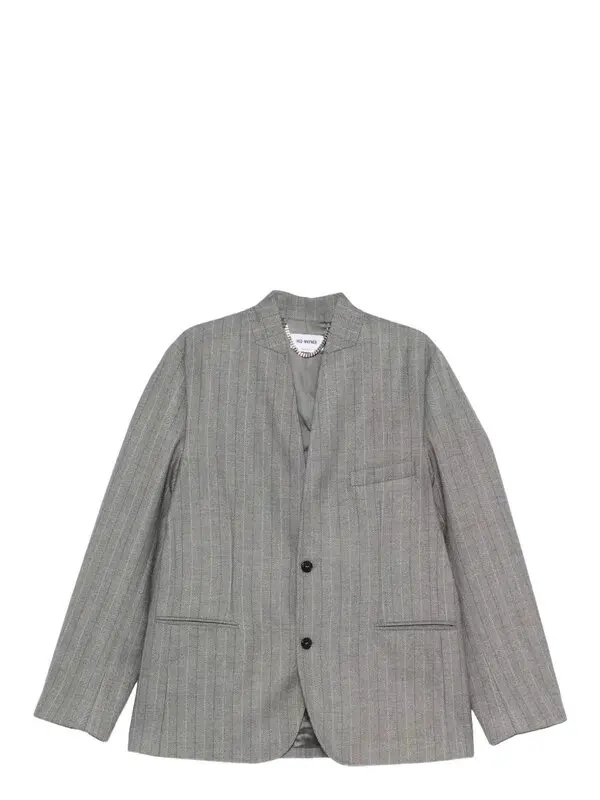 HED MAYNER Pinstripe Collarless Blazer - Grey