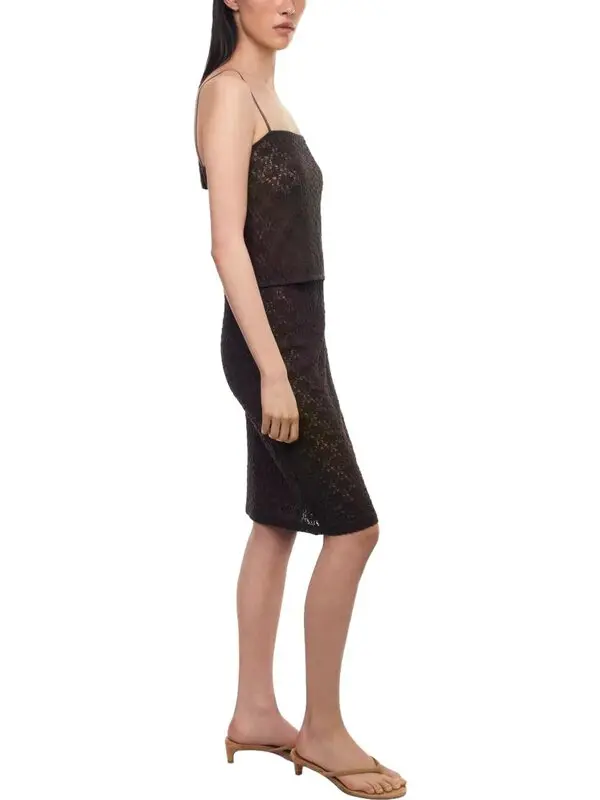 12 STOREEZ Primrose Lace Midi Skirt - Brown