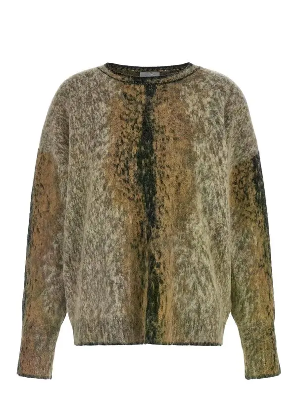 NUDE Abstract Pattern Brushed Texture Sweater - Brown