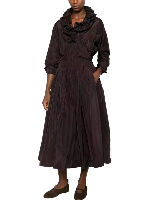 SUSANNE BOMMER Gathered Pleated Midi Skirt - Brown