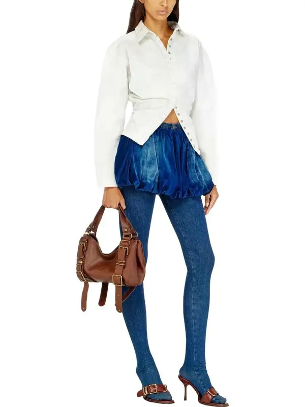 DIESEL® Velvet Effect Bubble Mini Skirt - Blue