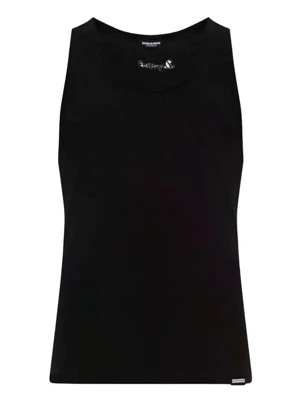Dsquared2 Cotton Ribbed Knit Tank Top - Black