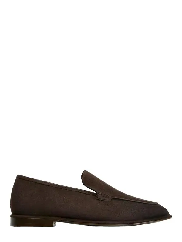 12 STOREEZ Shearling Leather Loafers - Brown