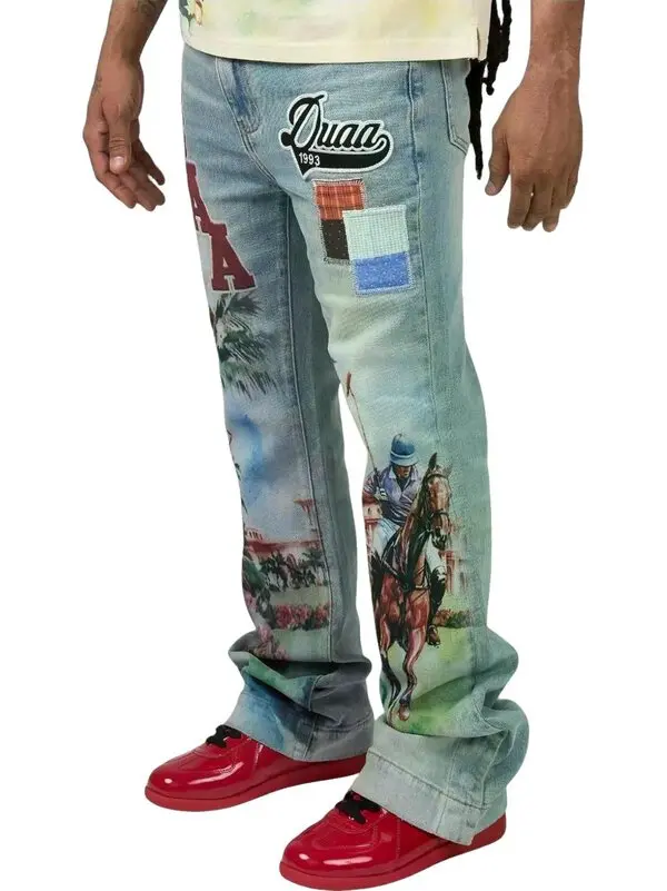 DUAA Printed Denim Jeans - Blue