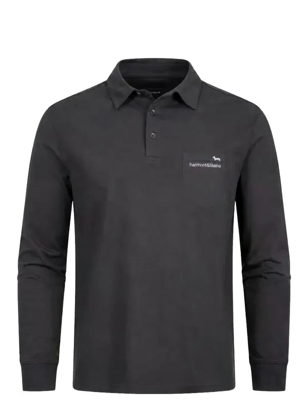 HARMONT & BLAINE Long-sleeve Pocket Polo Shirt - Grey