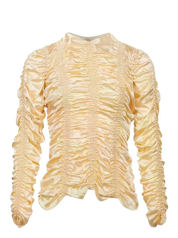 Khaite Rory Ruched Long-sleeve Blouse - Yellow