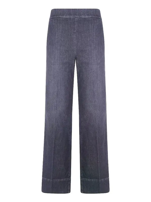 CIGALA'S Elasticated Waist Wide-leg Jeans - Black