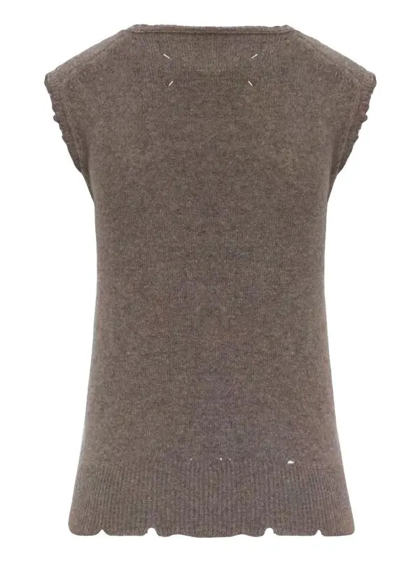 MAISON MARGIELA Distressed V-neck Vest - Brown