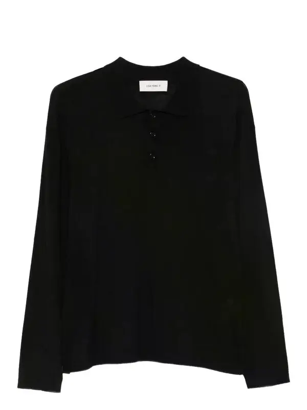LISA YANG Contrast-stitch Polo Sweater - Black