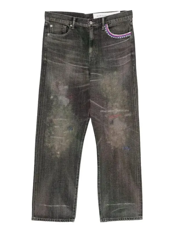 NEIGHBORHOOD Beaded Distressed Jeans - Grey